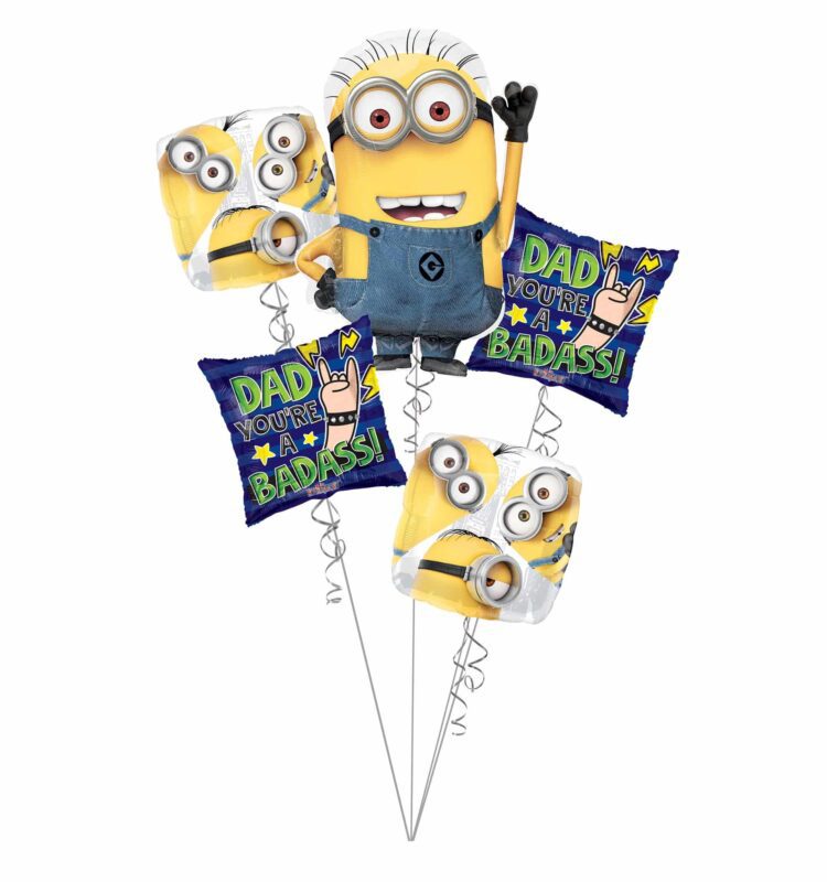 Dad you're a Badaas, Minions Father Balloon Bouquet 5 Pack - ABC Kids USA